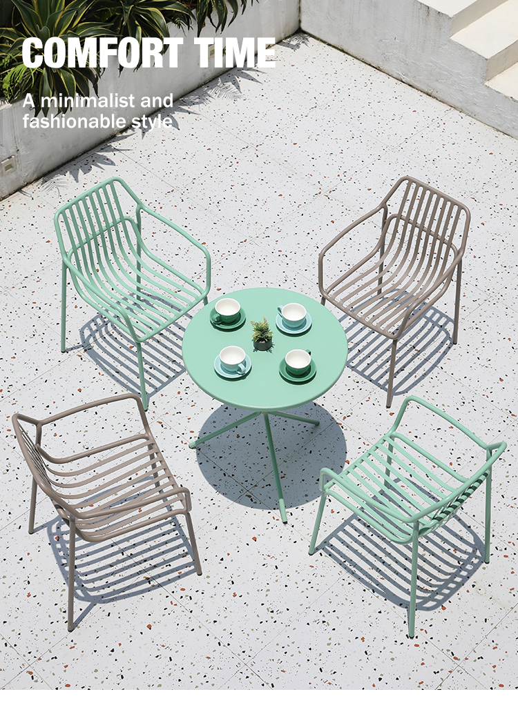 Outdoor round metal terrace tabletop Green B - MingMeng